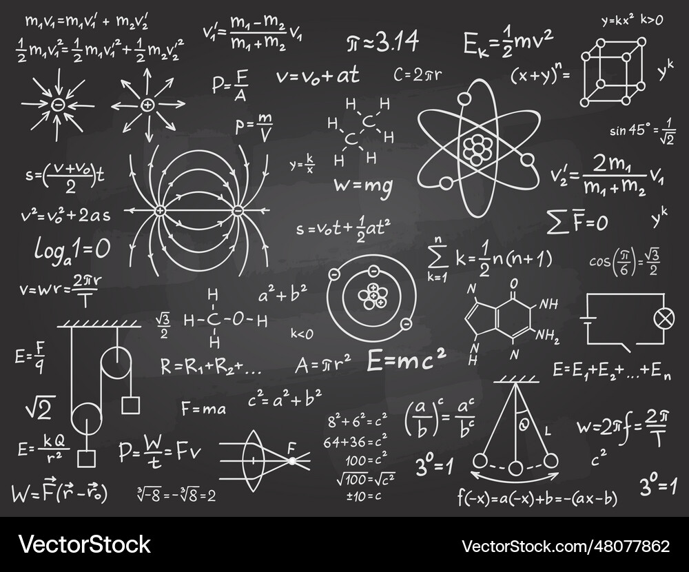 Scientific formulas mathematics and physics Vector Image
