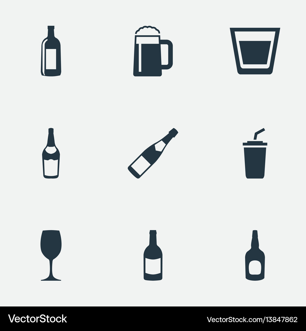 Set of simple beverage icons Royalty Free Vector Image