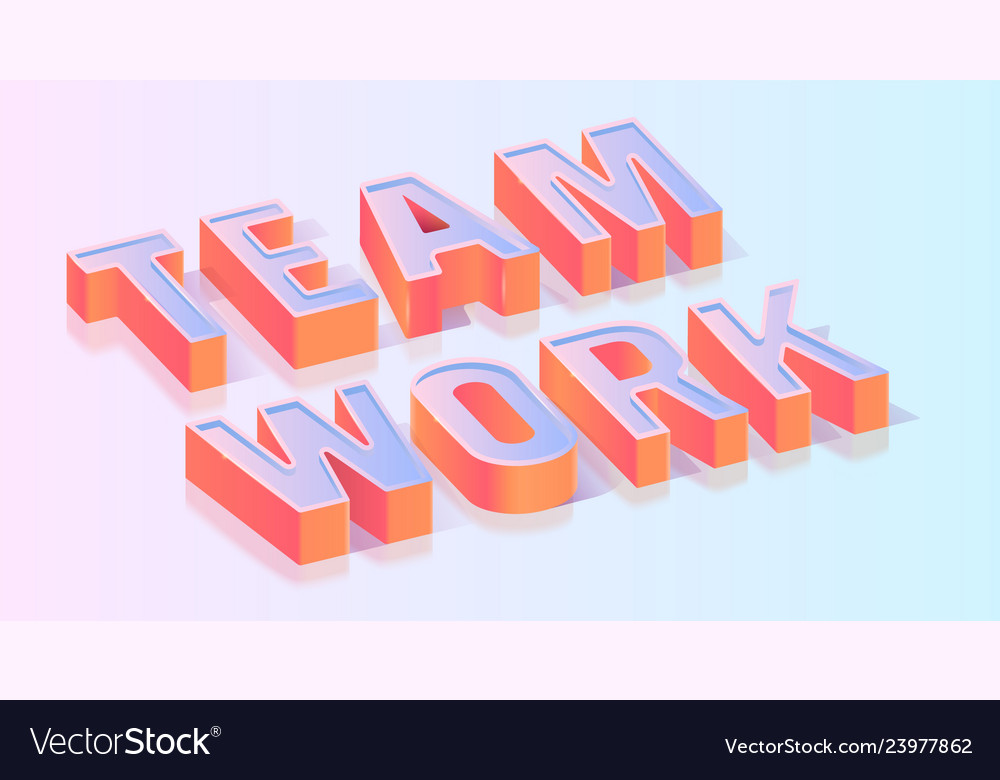 Teamwork text title isometric template Royalty Free Vector