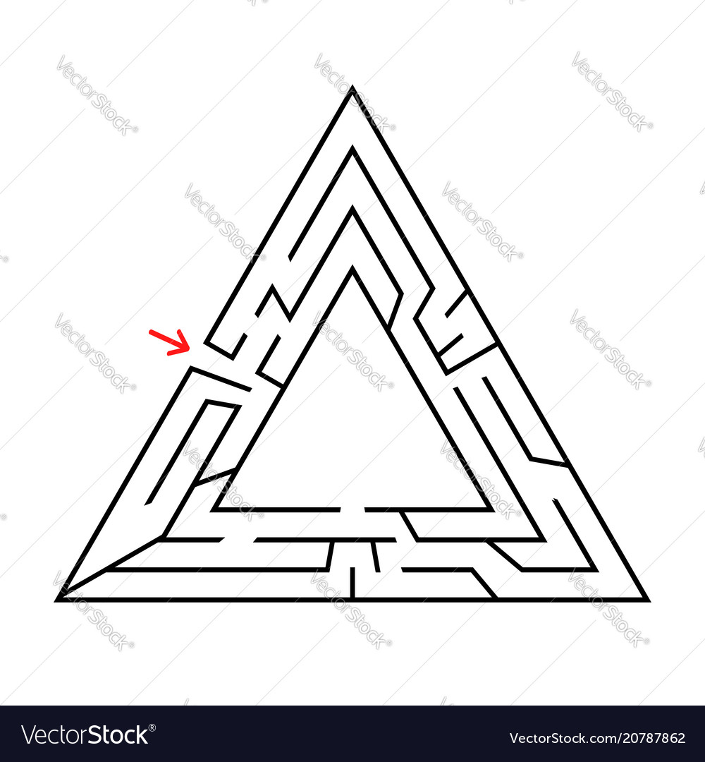 Triangular labyrinth with an input and exit Vector Image
