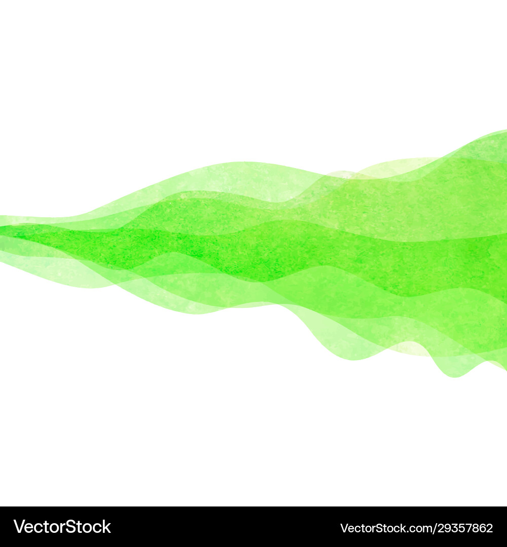 Watercolor transparent wave green colored Vector Image