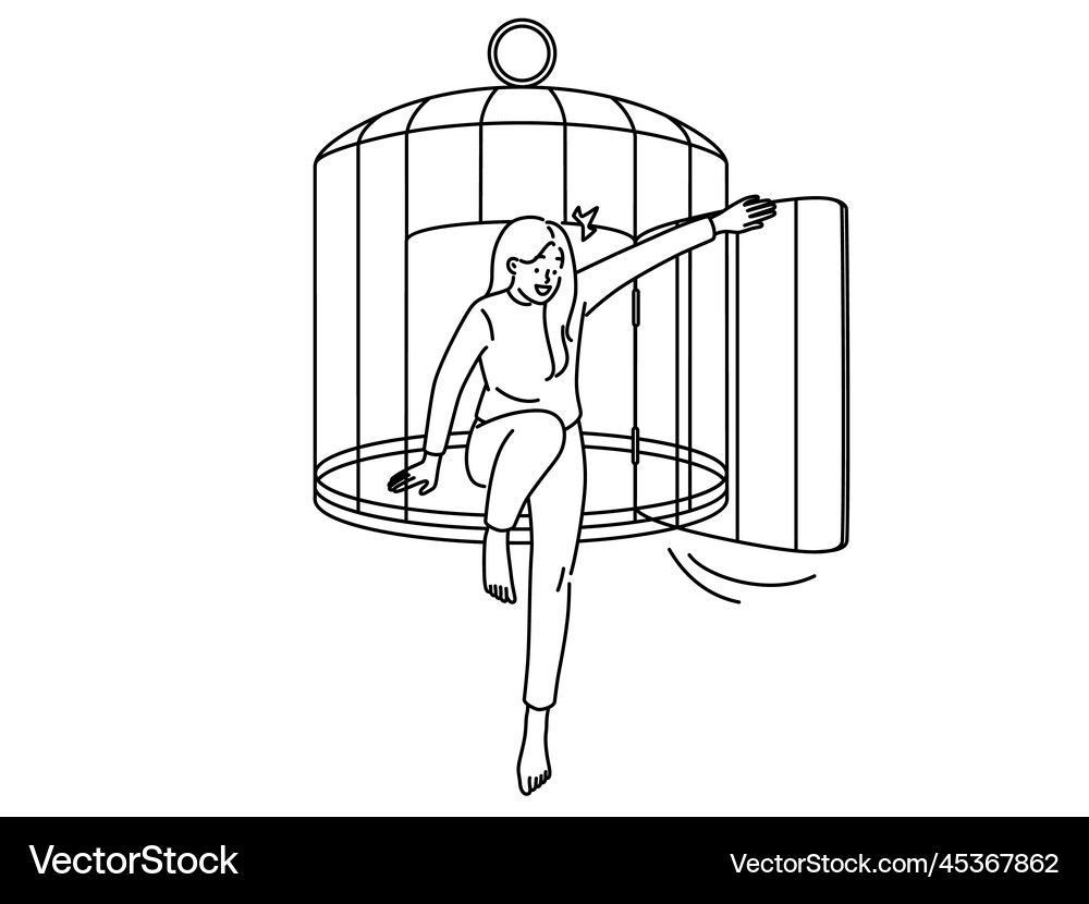 Woman Breaking Free from Cage Royalty Free Vector Image