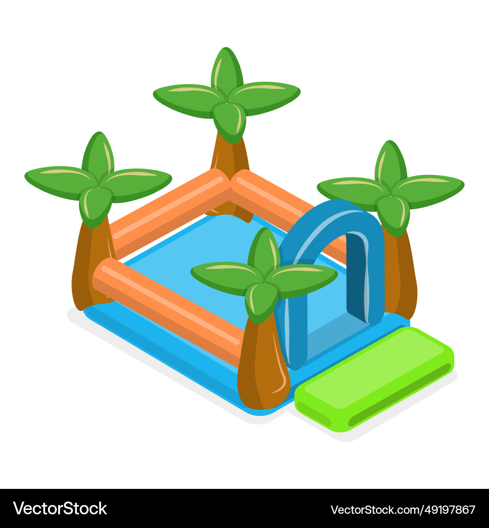 3d isometric flat set of bouncy inflatable Vector Image
