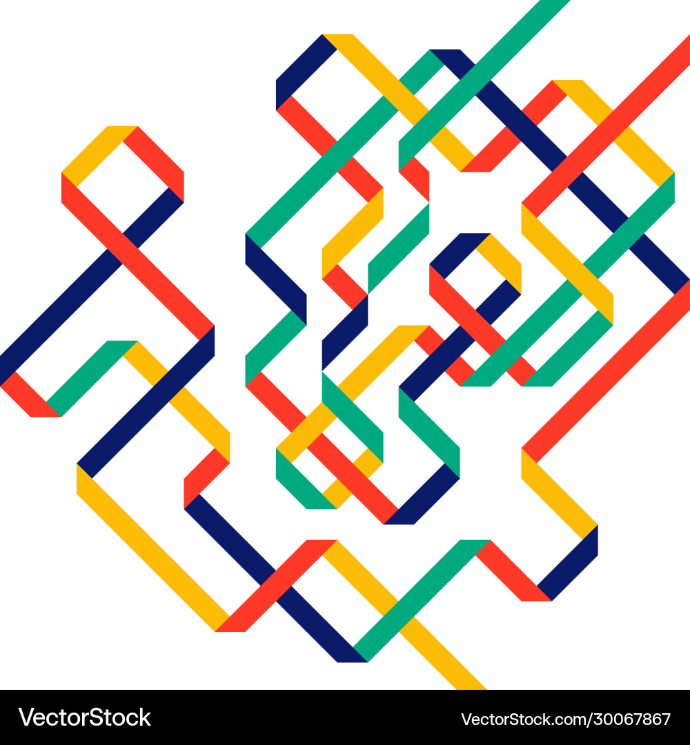 Abstract colorful geometric isometric line art Vector Image