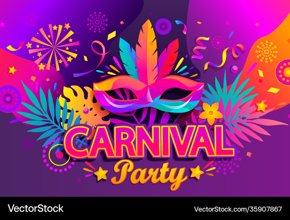 Carnival party banner invitation card Royalty Free Vector