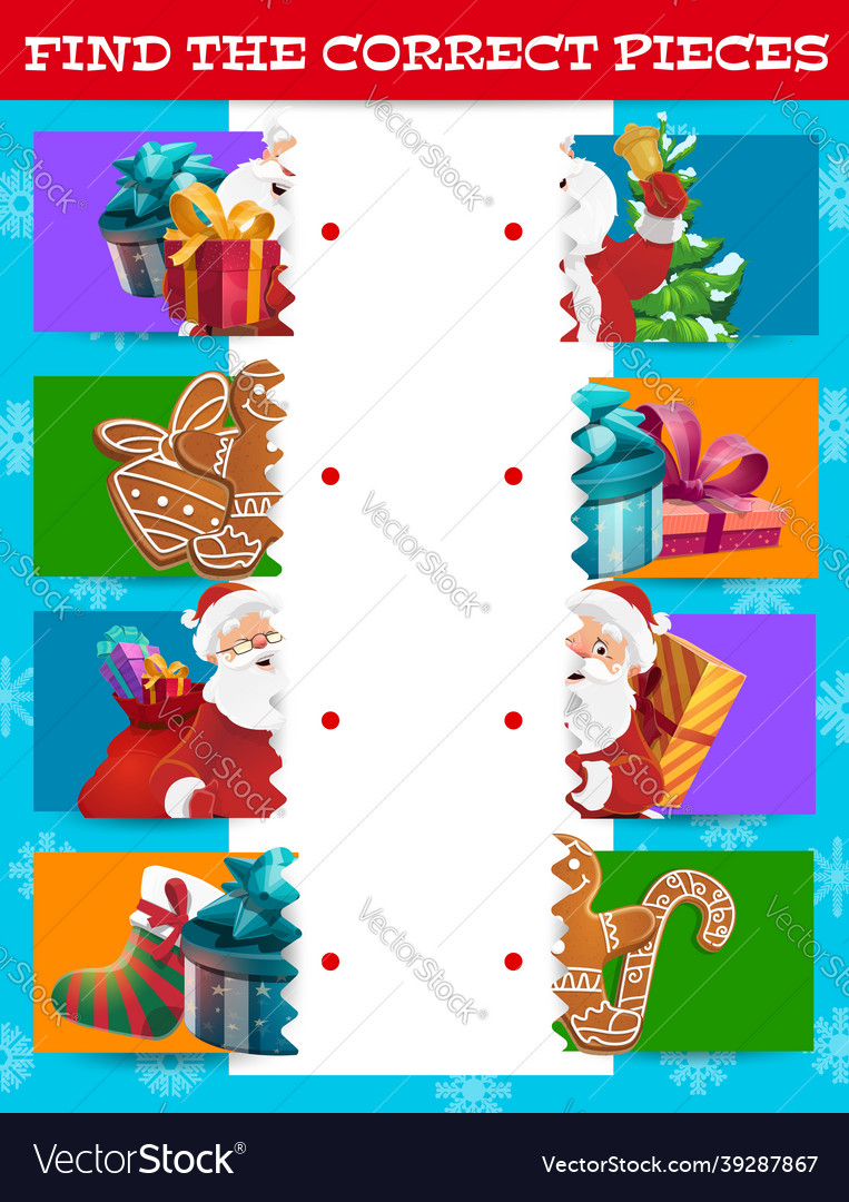 Christmas matching game puzzle or logic riddle Vector Image