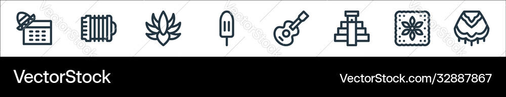 Cinco de mayo line icons linear set quality line Vector Image