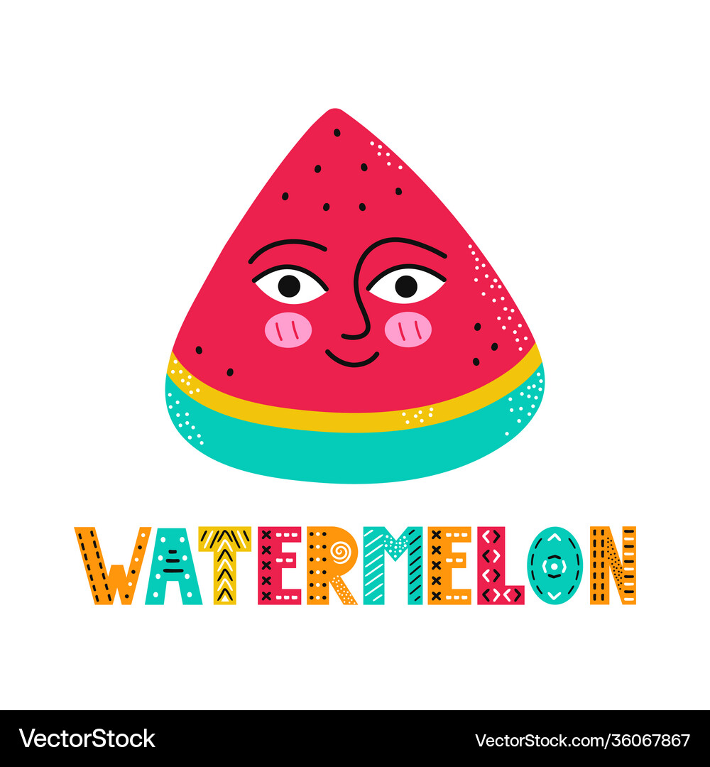 Cute happy smile watermelon fruit simple Vector Image