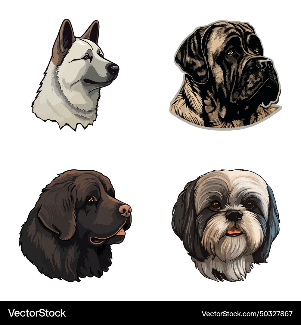 Dog stickers flat icon set isolated on white Vector Image
