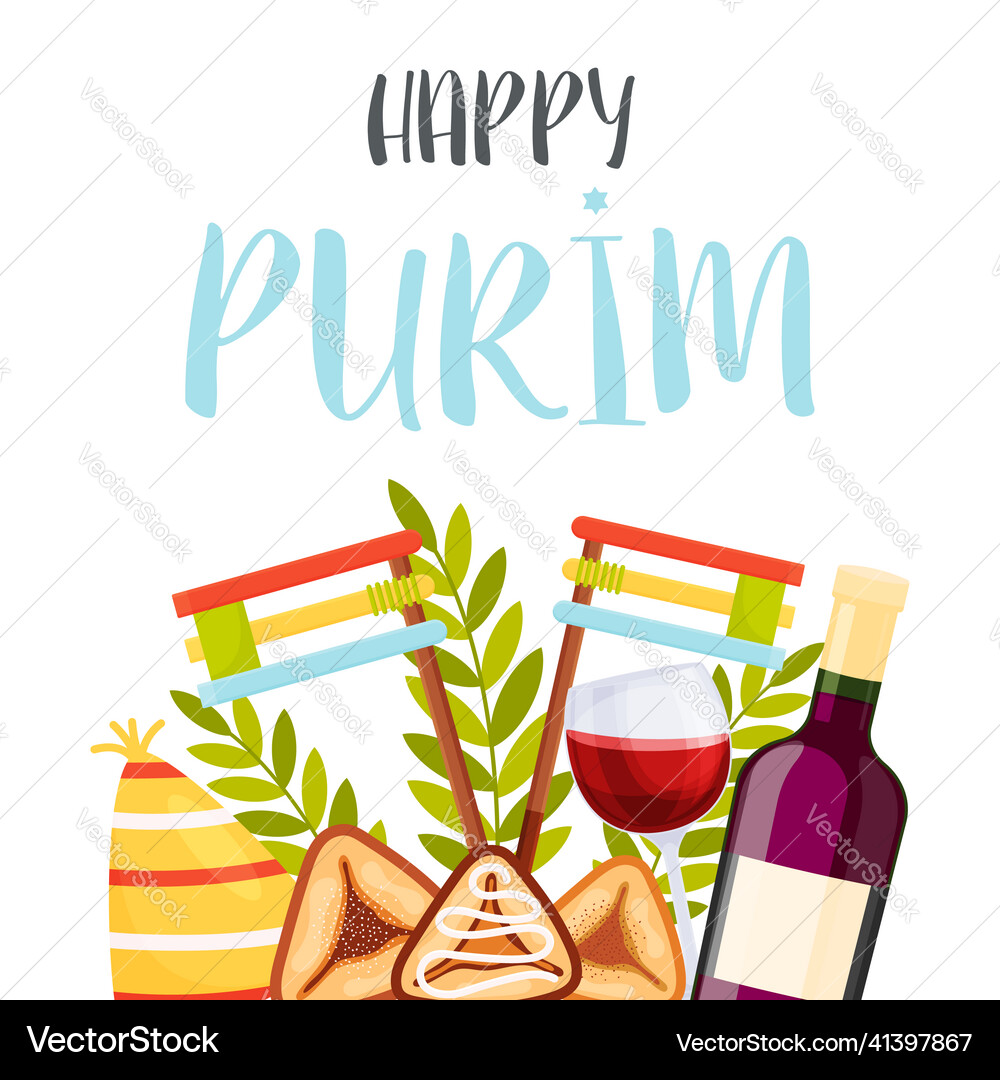 Happy purim day greeting card Royalty Free Vector Image