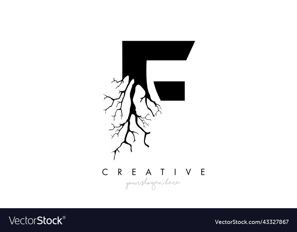 Letter f design logo with creative tree branch Vector Image