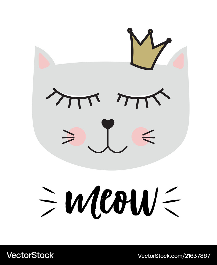 Little cute cat princess Royalty Free Vector Image