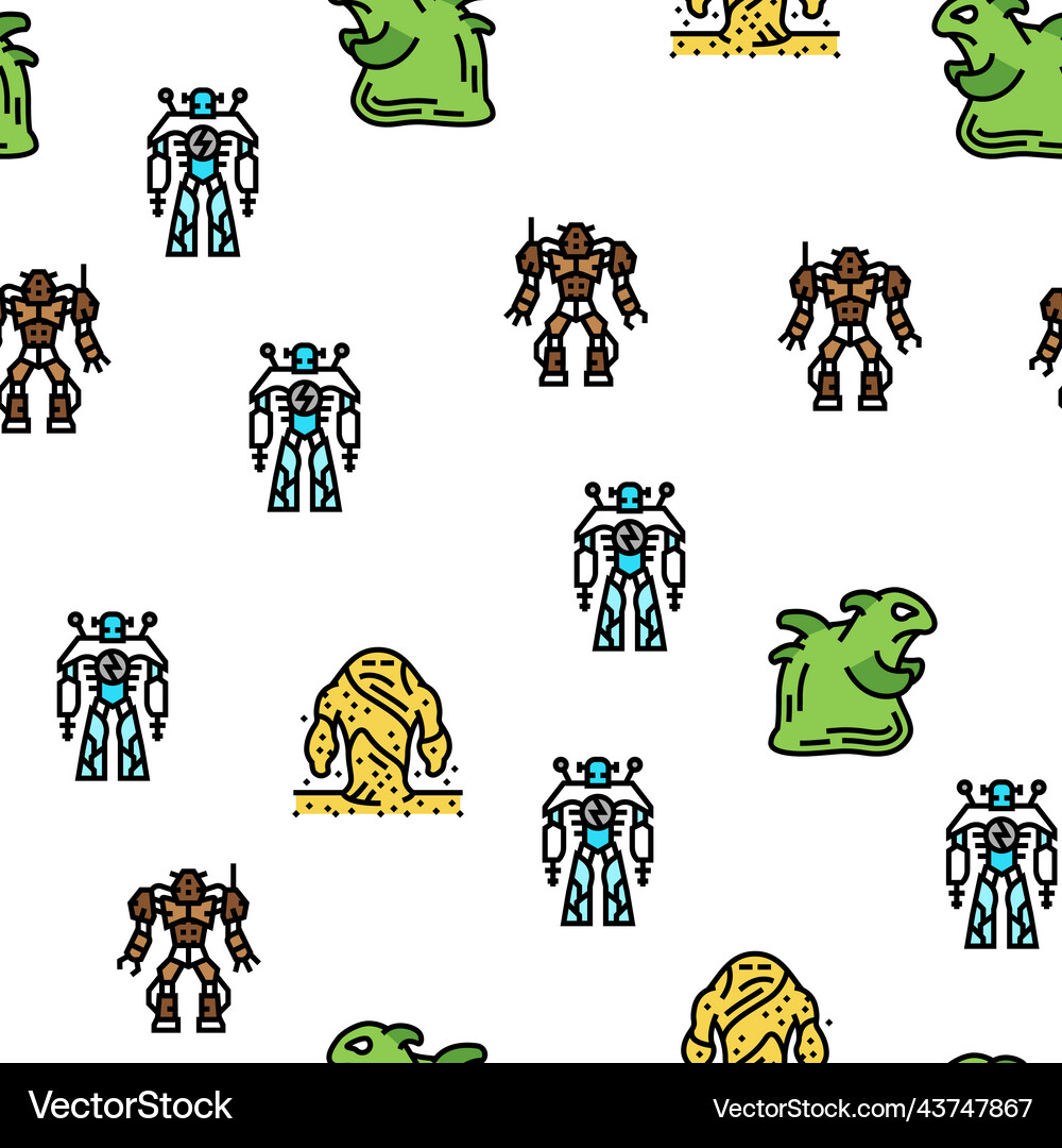 Monster scary fantasy characters seamless Vector Image