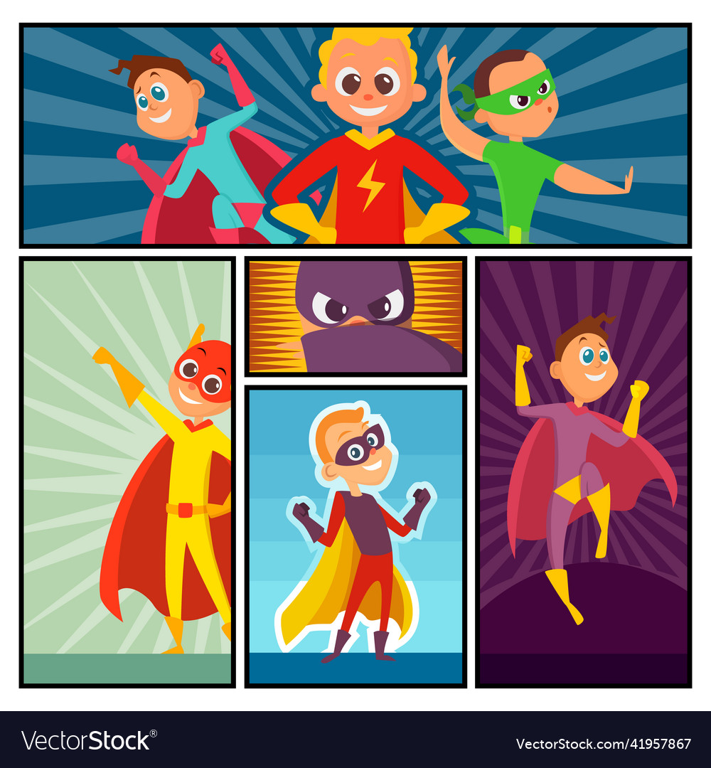 Superheroes banners kids heroes characters Vector Image