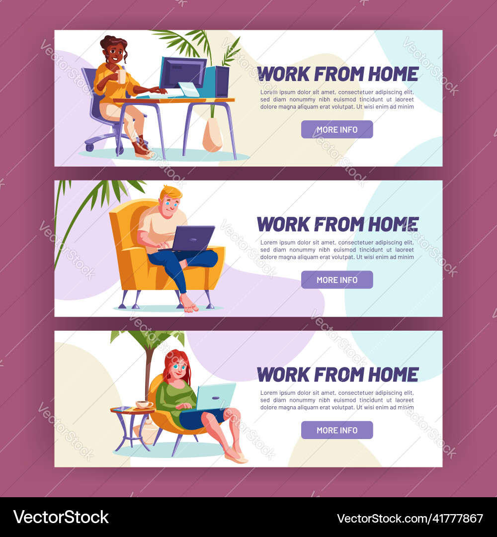 Work from home freelance remote job banners Vector Image
