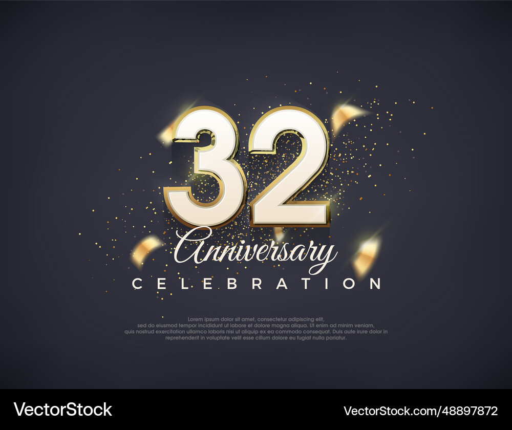 32nd anniversary number with fancy numerals Vector Image