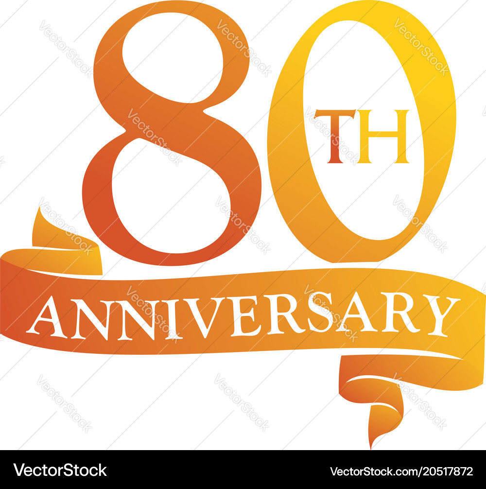 80 year ribbon anniversary Royalty Free Vector Image