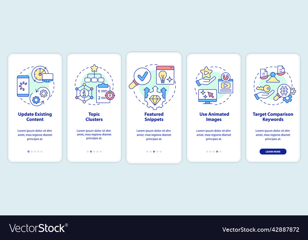 Advanced Seo Techniques Onboarding Mobile App Vector Image