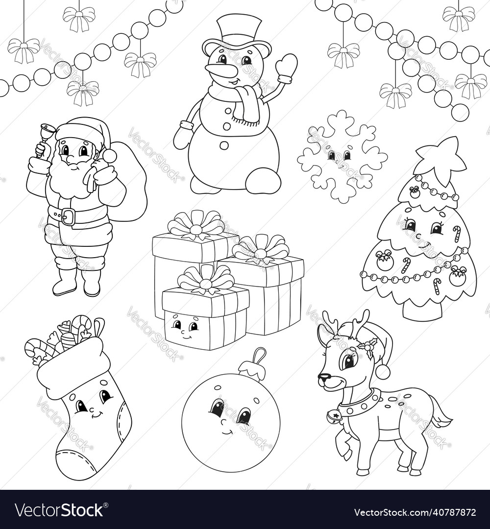 Coloring book for kids christmas theme cheerful Vector Image
