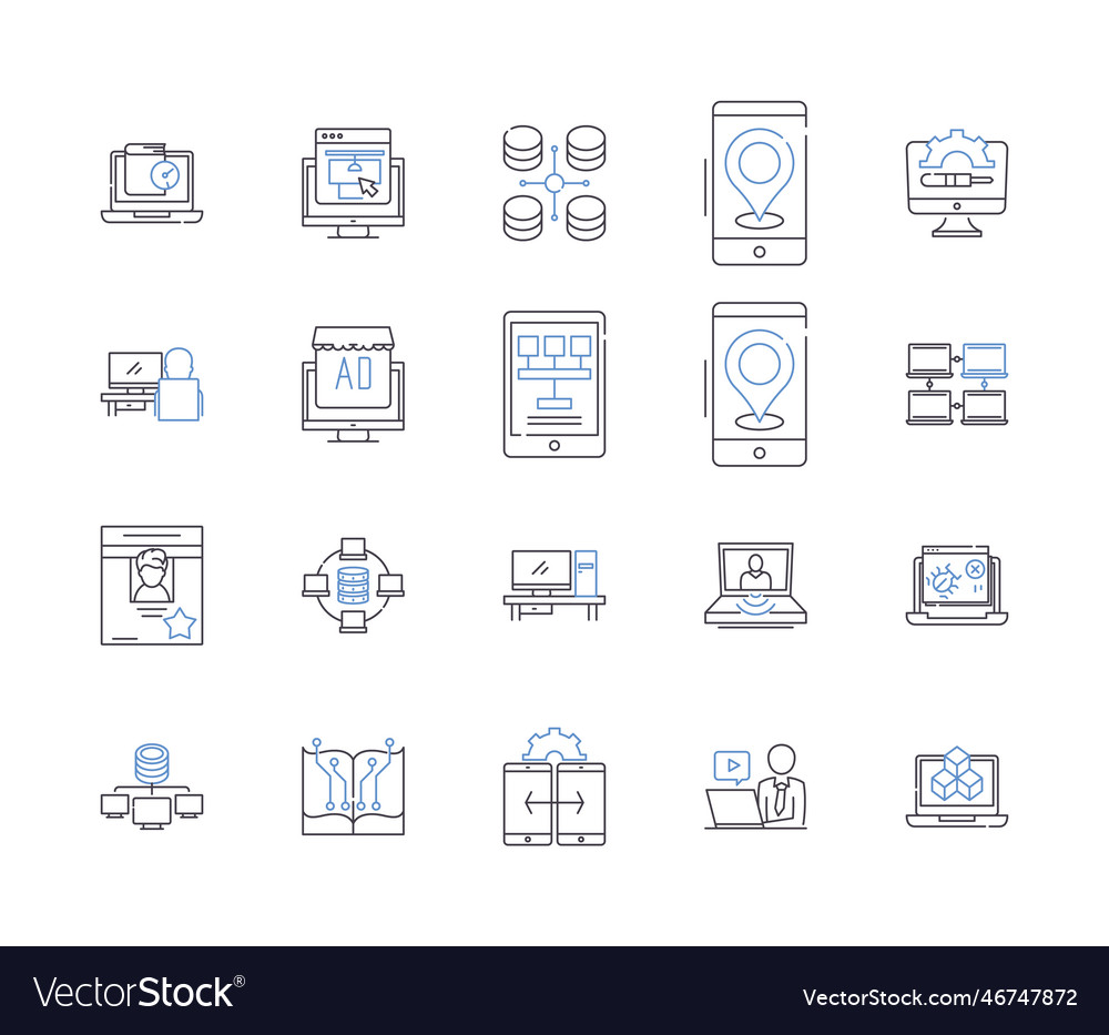 Computer and devices outline icons collection Vector Image Computer and devices outline icons collection Vector Image
