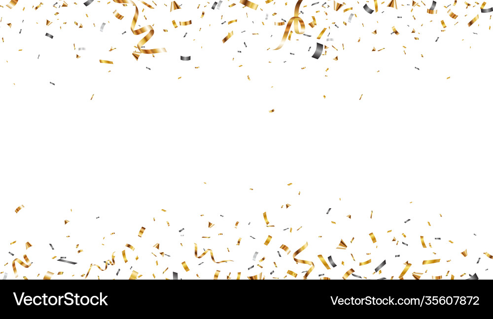 Gold confetti background isolated on transparent Vector Image