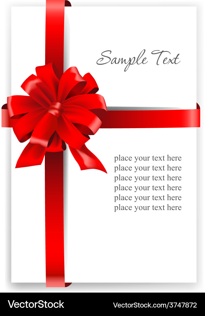 Greeting card with a red ribbon Royalty Free Vector Image
