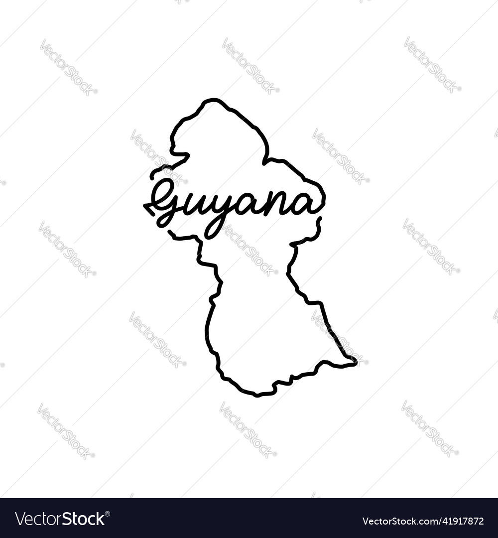 Guyana outline map with the handwritten country Vector Image