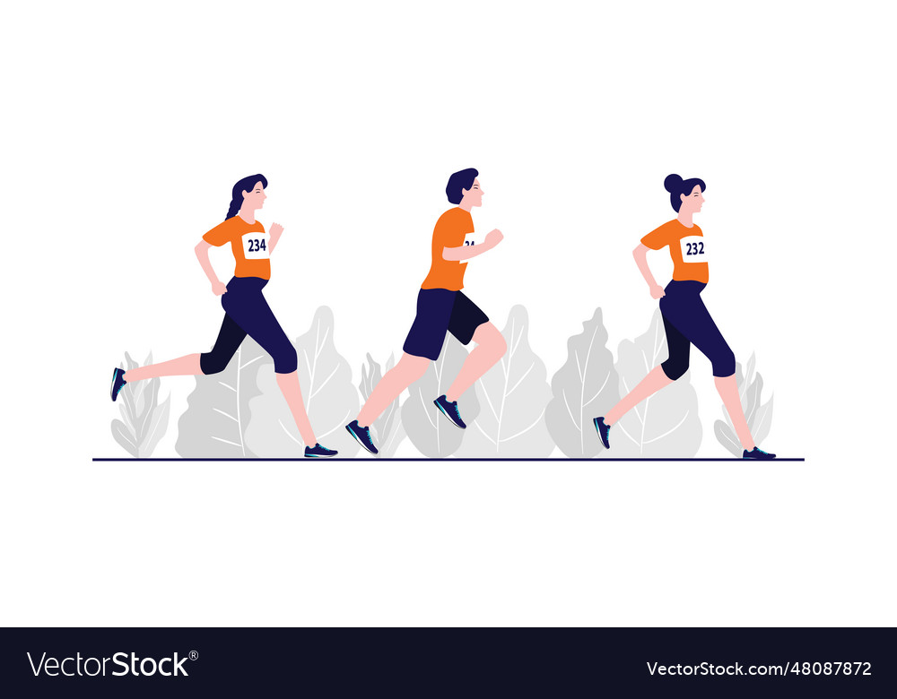 Man and female running race athlete marathon Vector Image