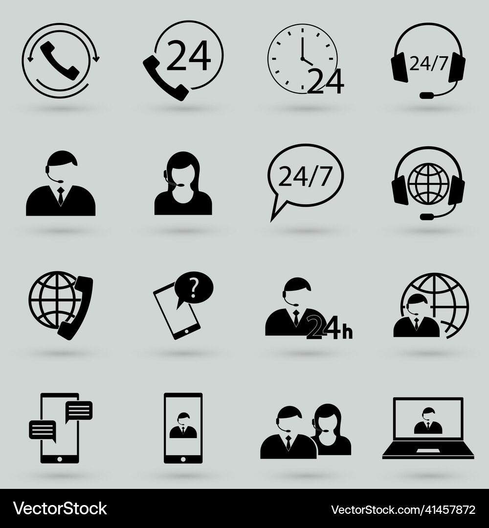 Phone and call center icons set Royalty Free Vector Image