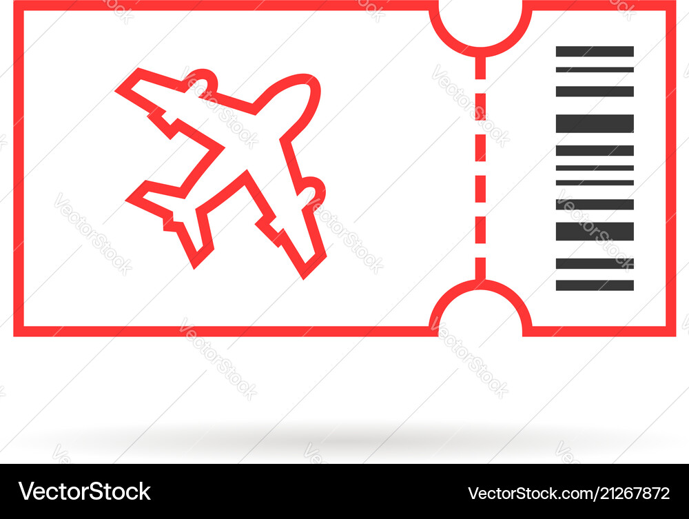 Red thin air line ticket logo isolated on white Vector Image