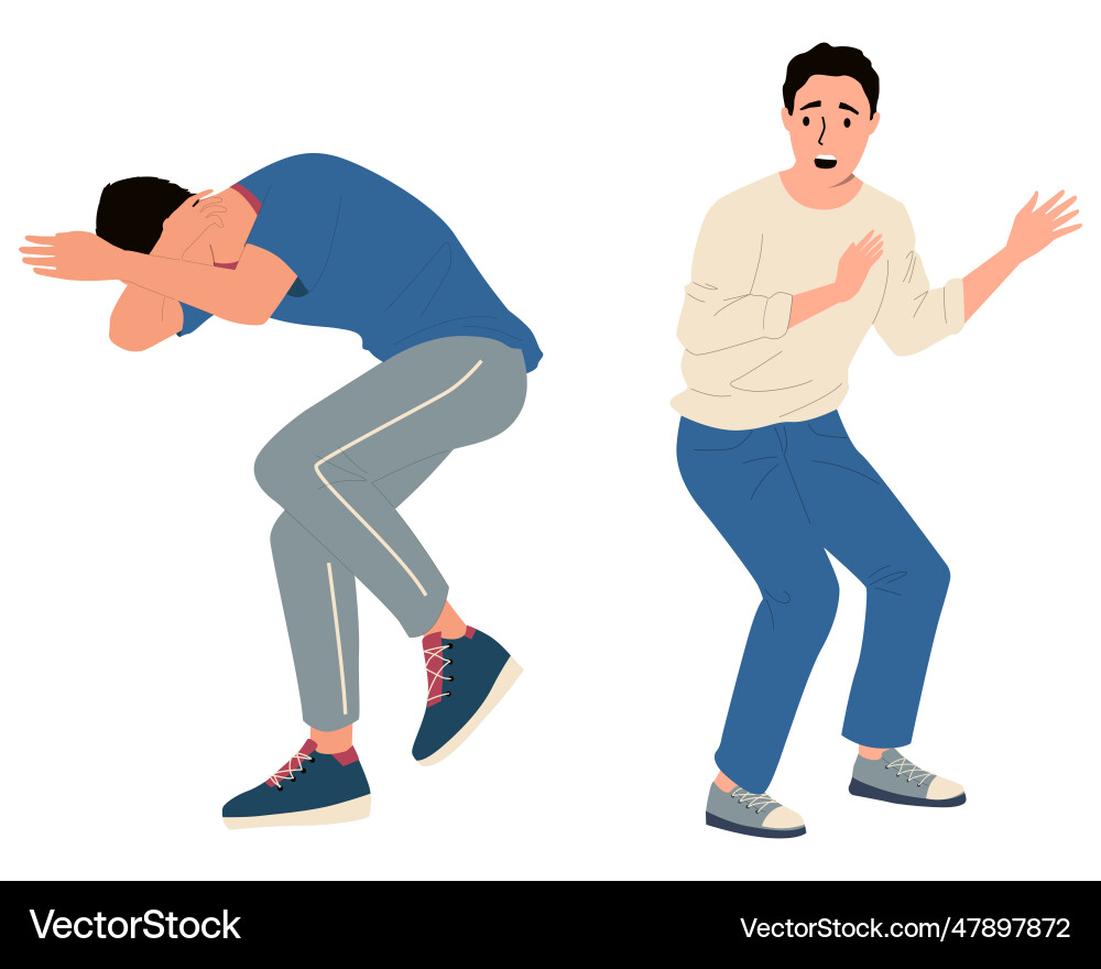 Scared people frightened nervous men negative Vector Image