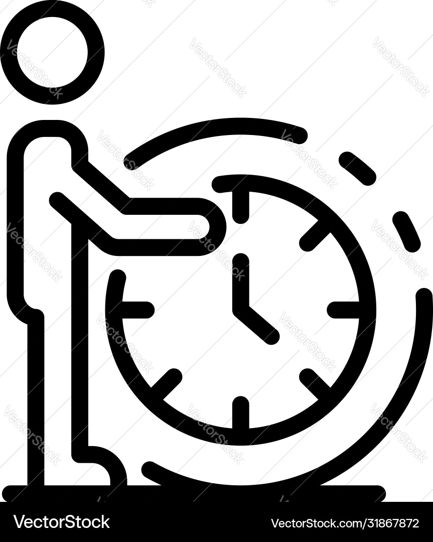 Time and man icon outline style Royalty Free Vector Image
