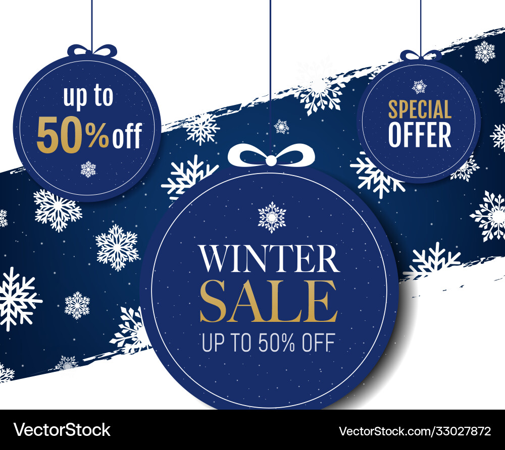 Winter banner with snow and snowflakes Royalty Free Vector