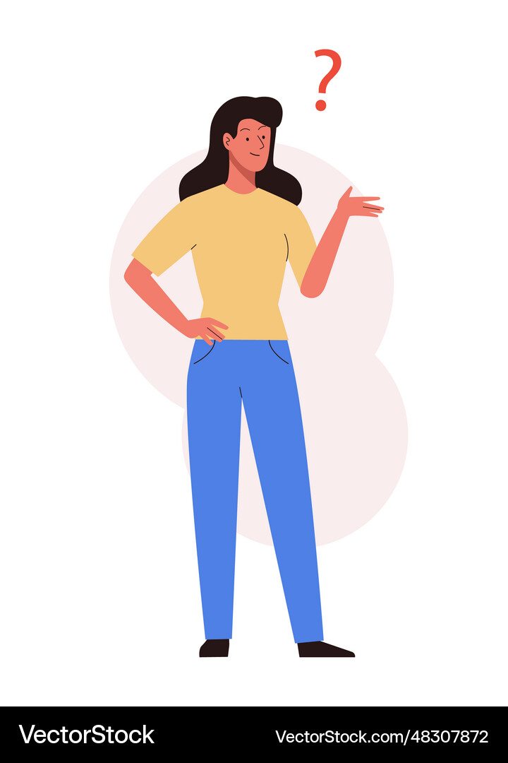 Woman thinking with question mark female Vector Image