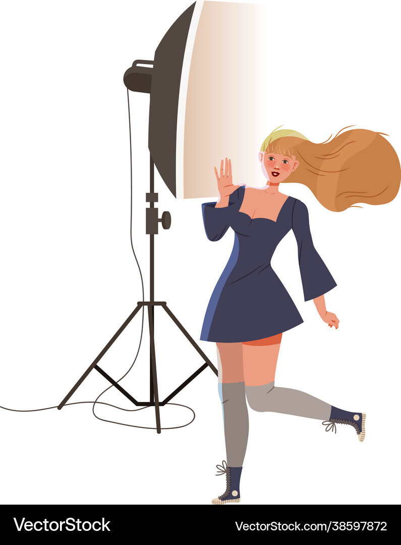 Young female model posing in photography studio Vector Image