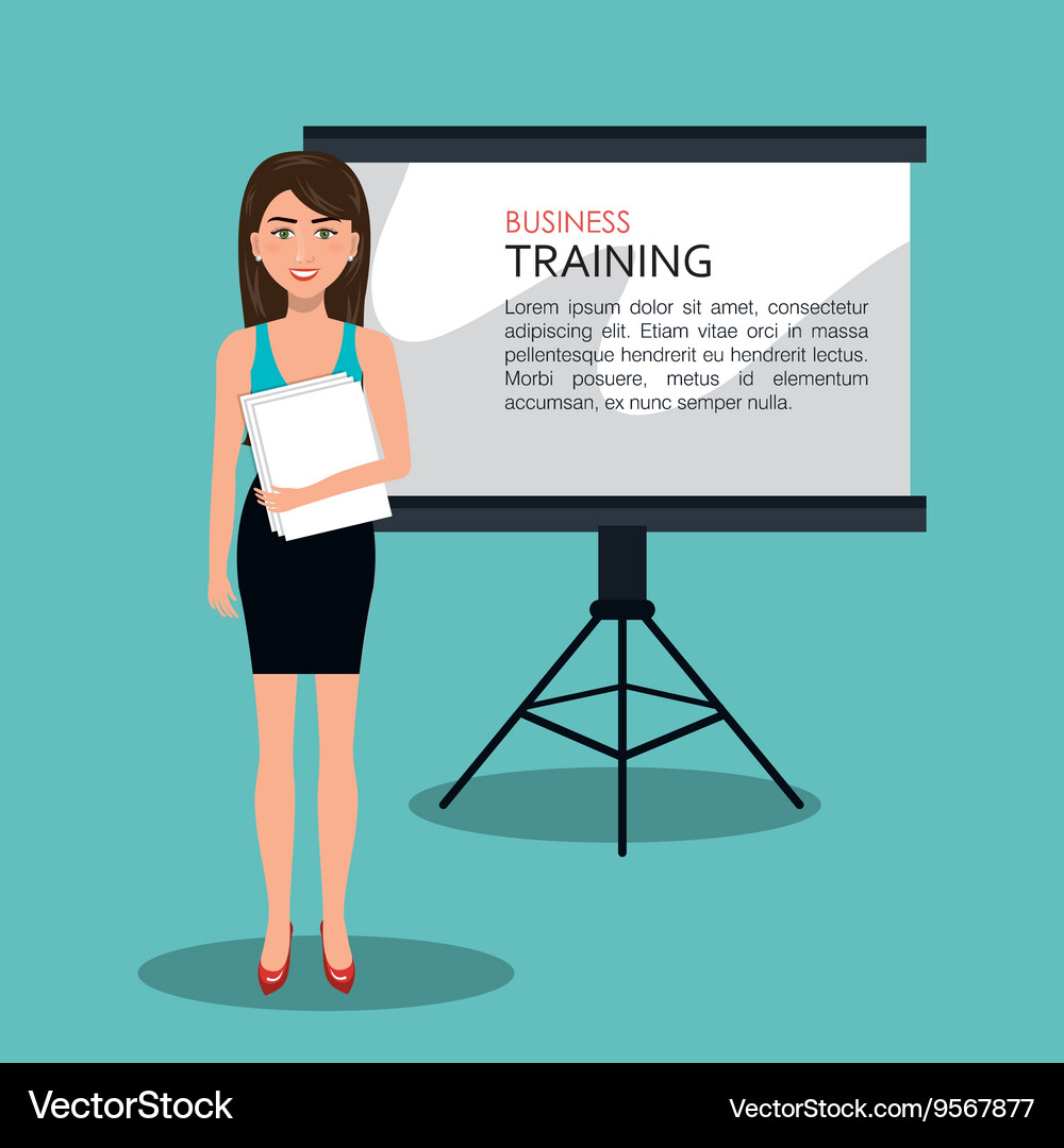 Business woman training process isolated icon Vector Image