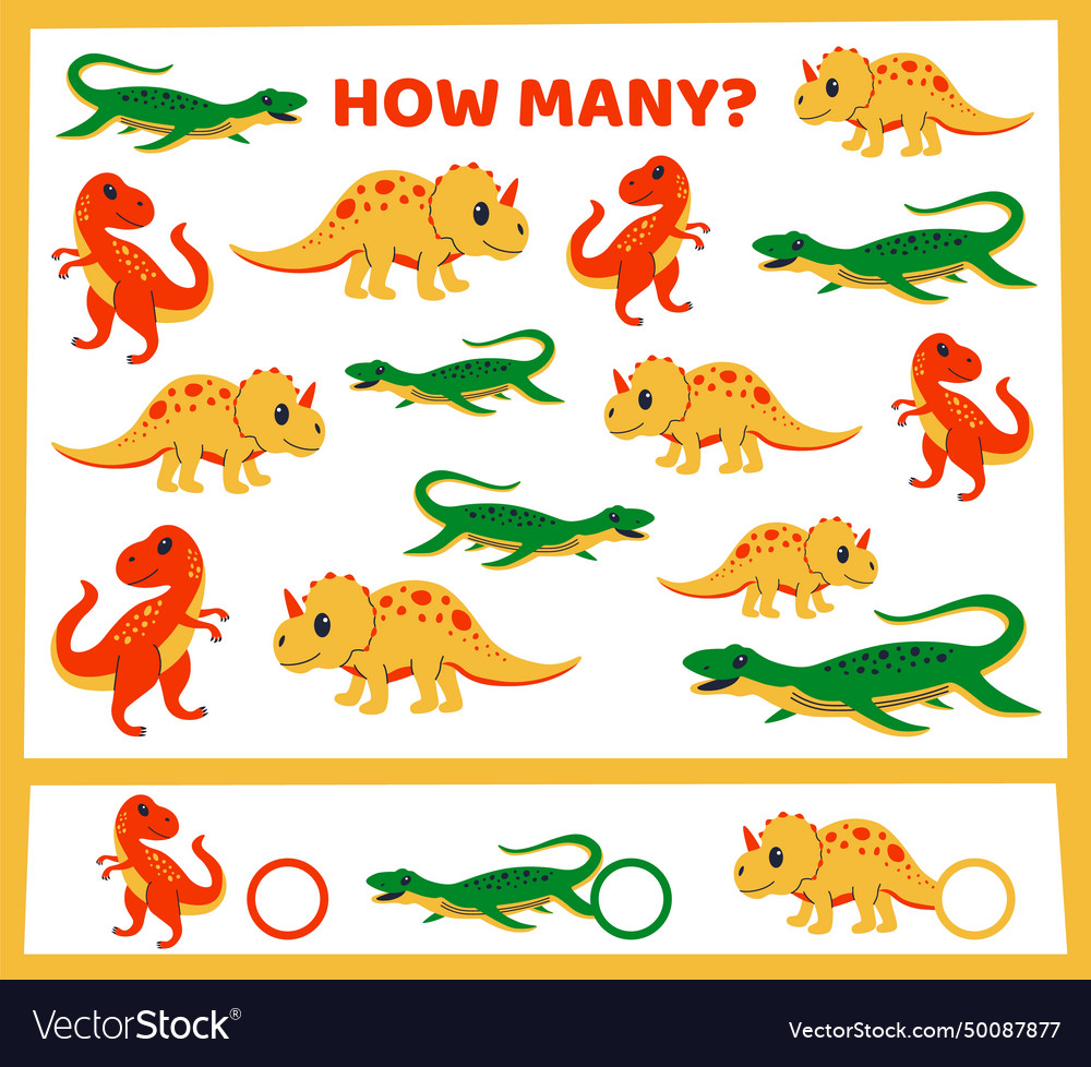 Cartoon dino dinosaurs counting preschool kids Vector Image