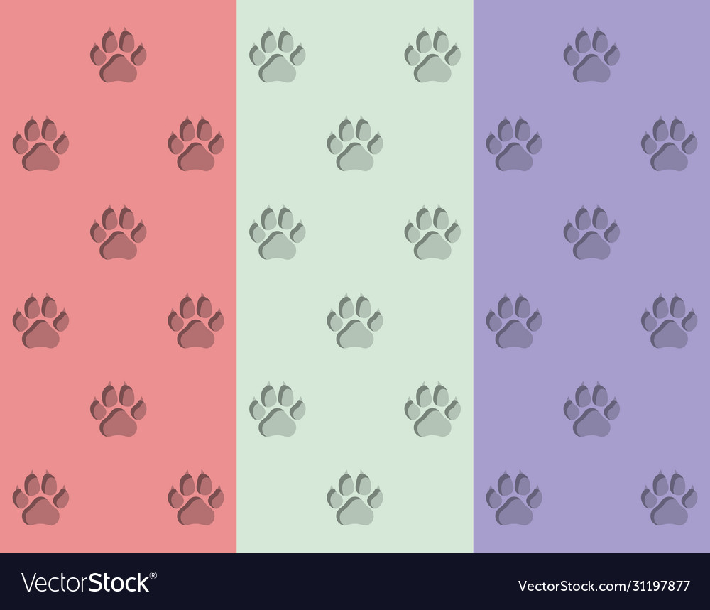 Endless seamless pattern dog paw prints volume Vector Image