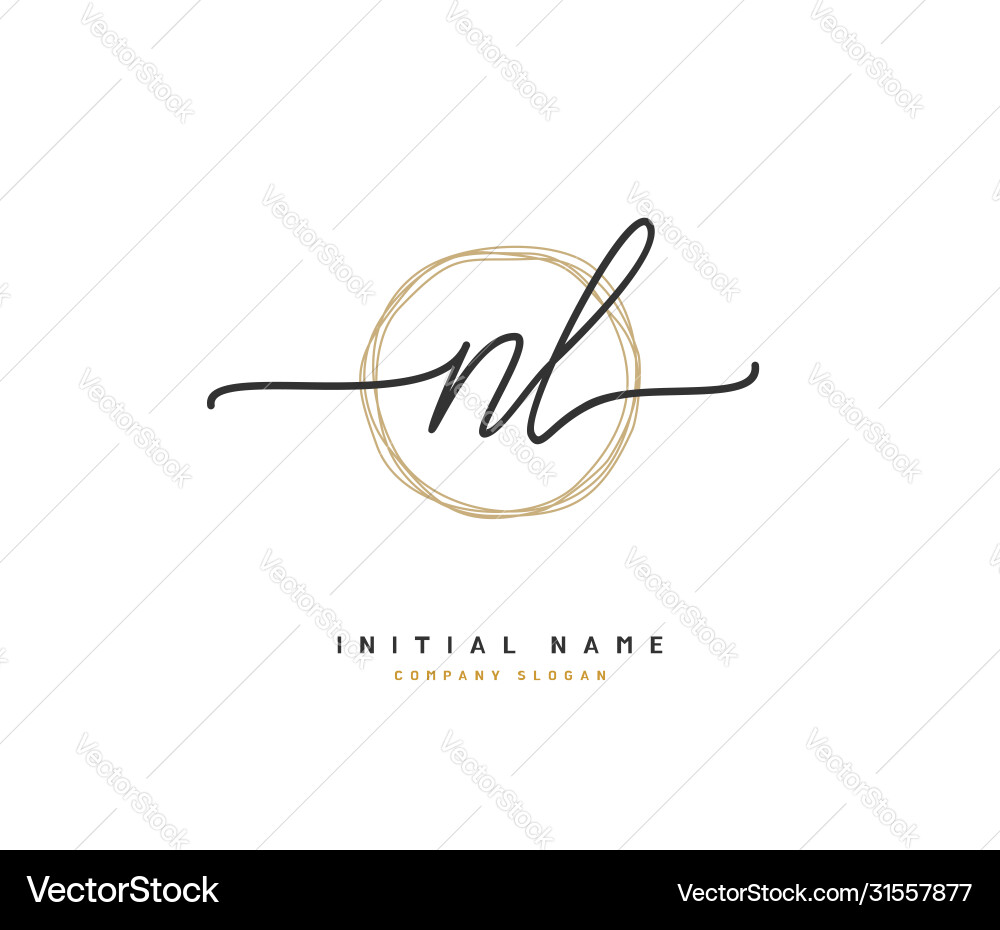 N l nl beauty initial logo handwriting Royalty Free Vector