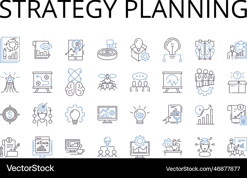 Strategy planning line icons collection goal Vector Image
