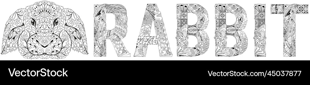 Word rabbit entangle object for coloring Vector Image
