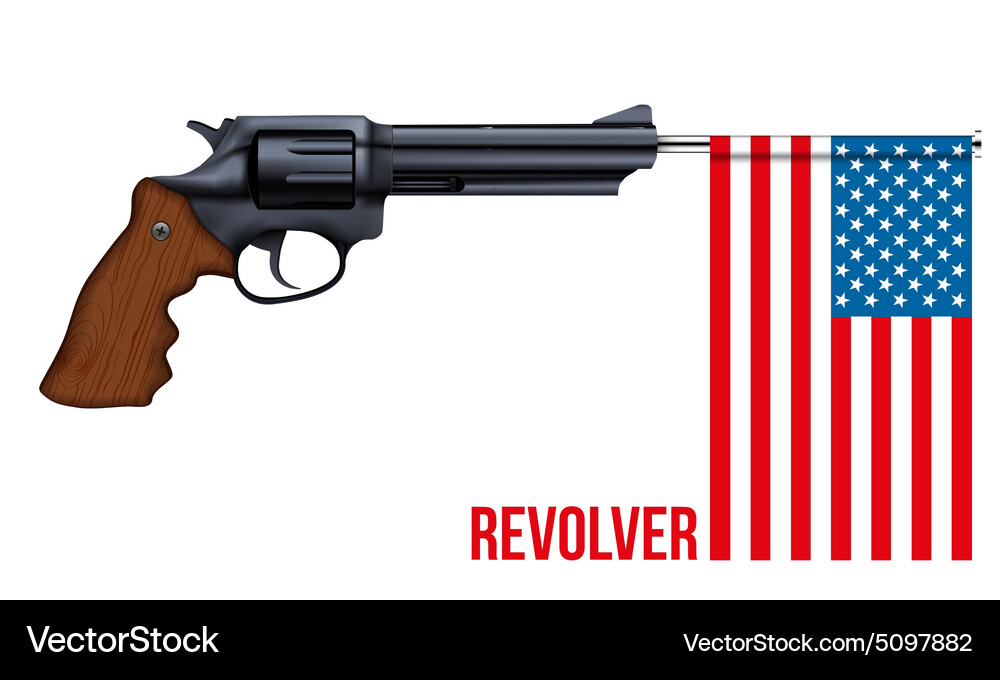 Big Revolver with USA flag Royalty Free Vector Image