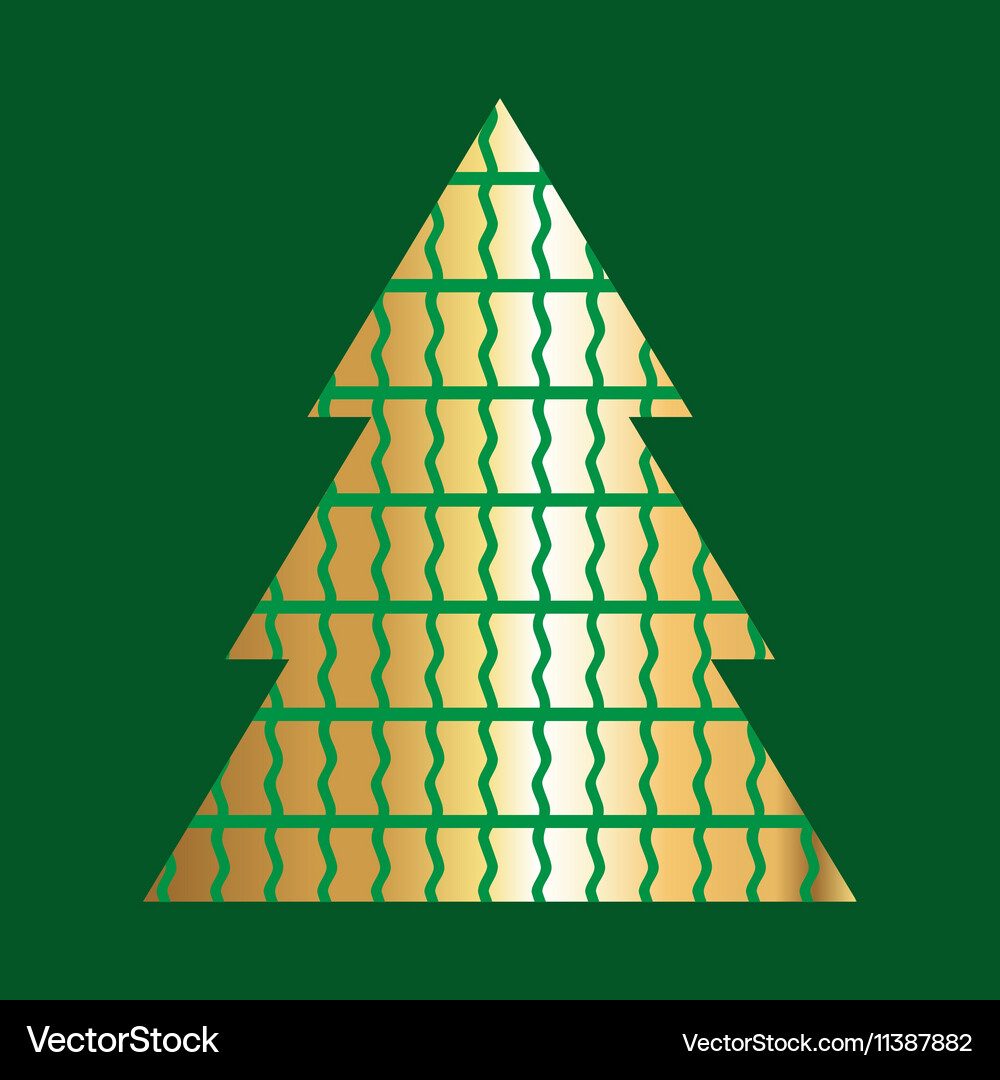 Gold and green christmas tree icon Royalty Free Vector Image