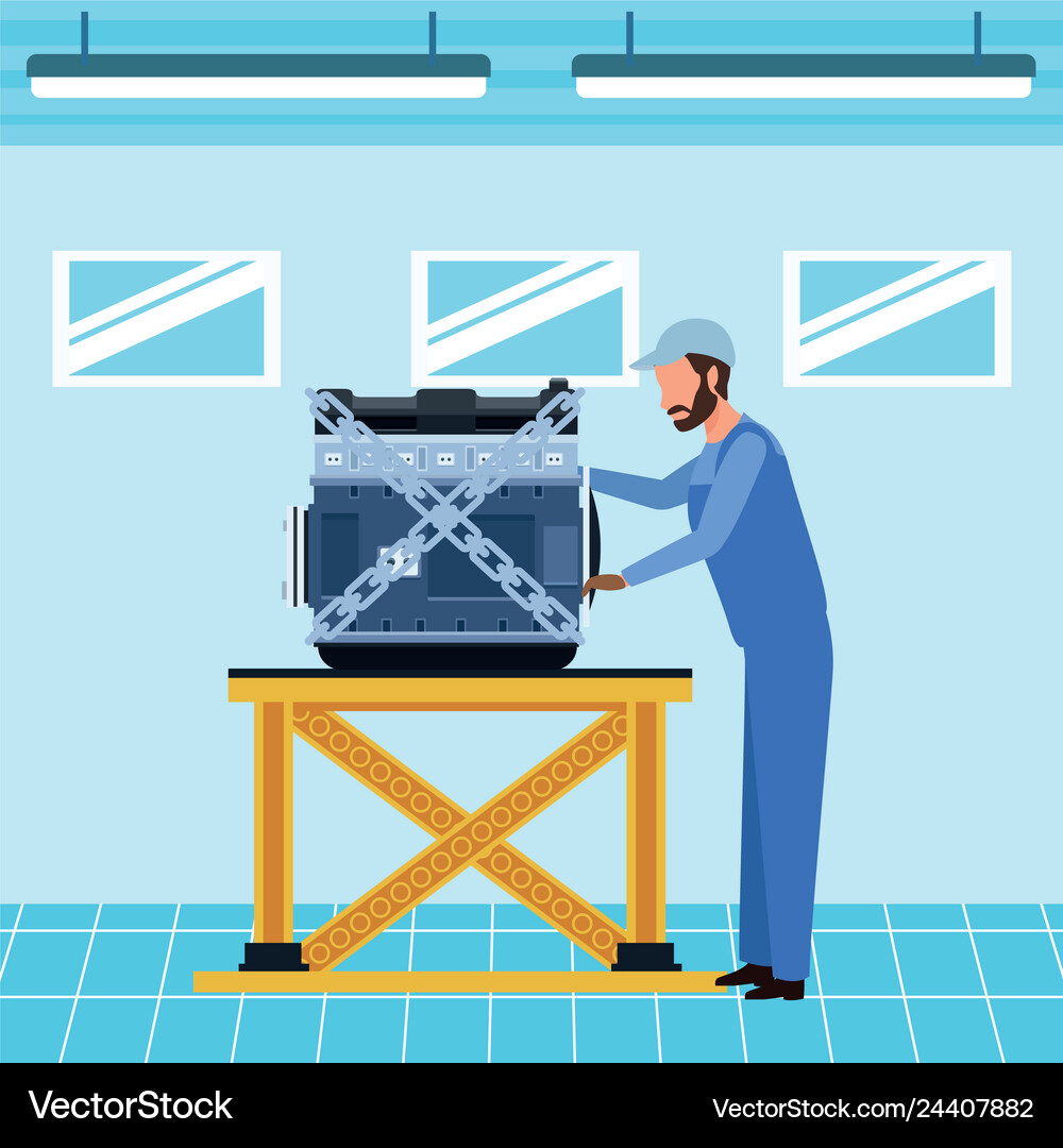 Industry car manufacturing cartoon Royalty Free Vector Image