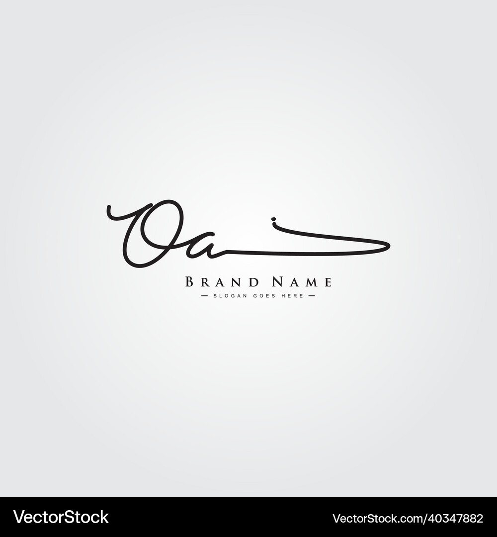 Initial letter oa logo - hand drawn signature Vector Image