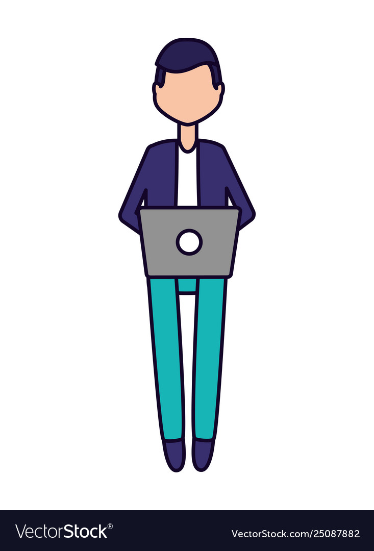 Man using laptop Royalty Free Vector Image - VectorStock