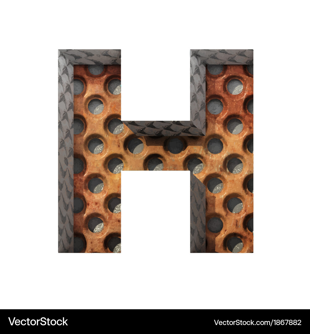 Metal cutted figure h paste to any background Vector Image