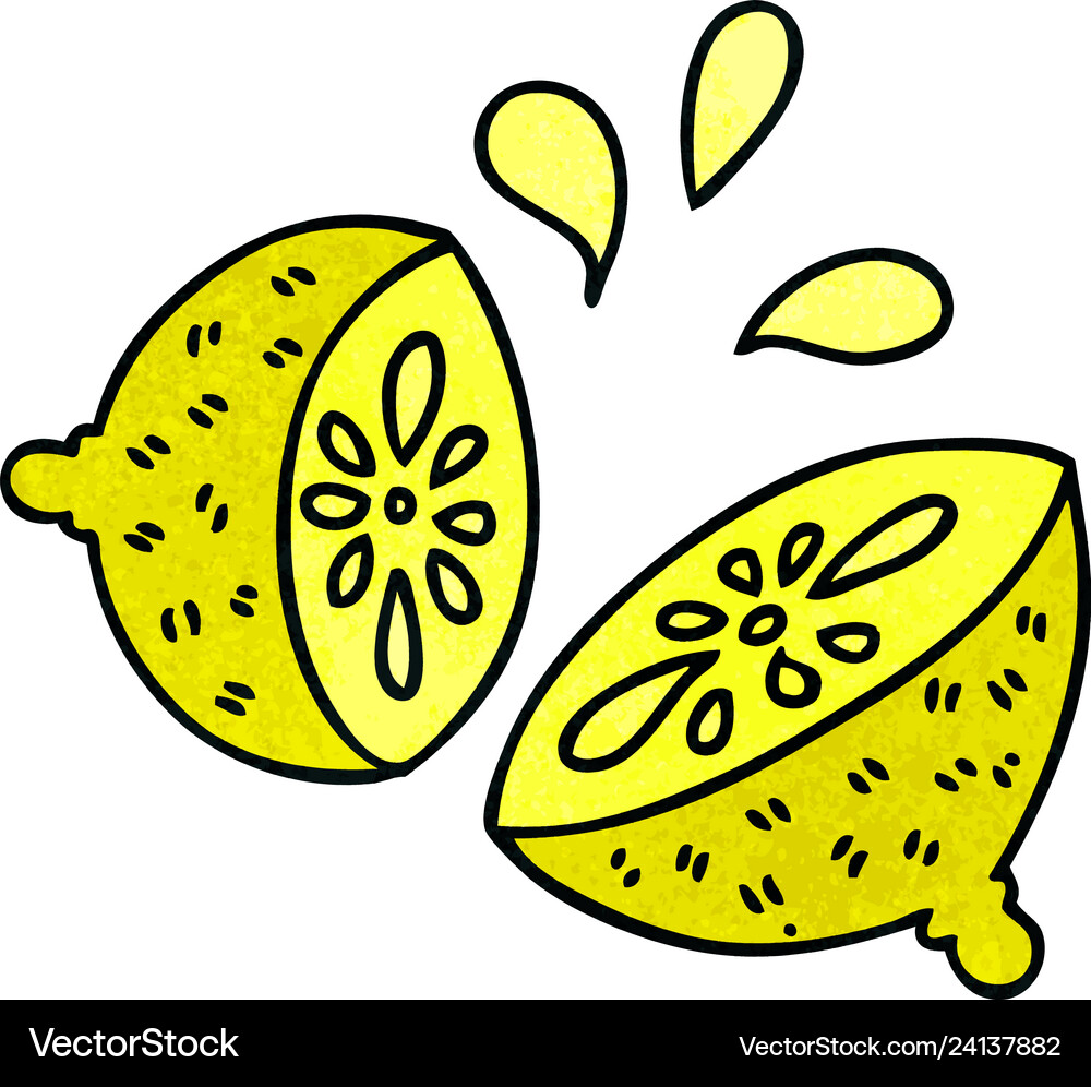 Quirky hand drawn cartoon lemon Royalty Free Vector Image