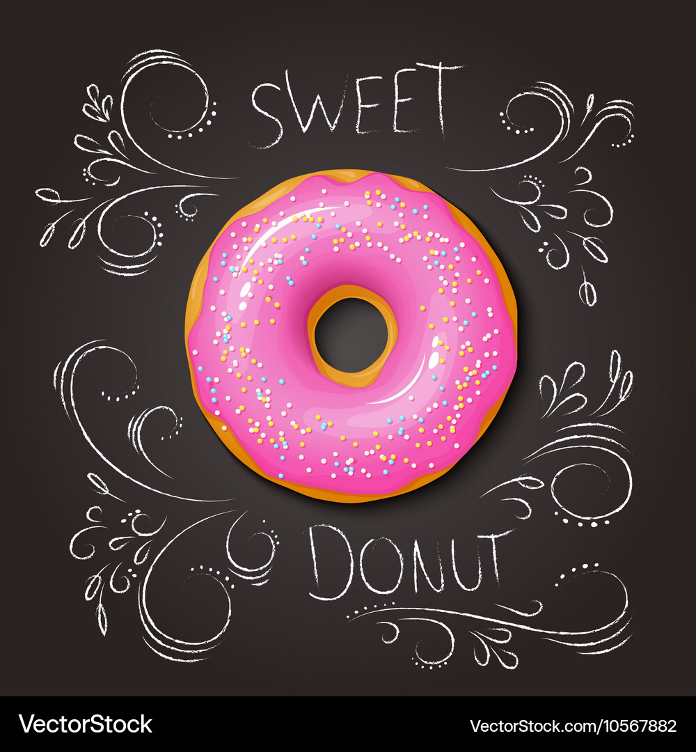 Realistic isolated sweet donut on top view Vector Image