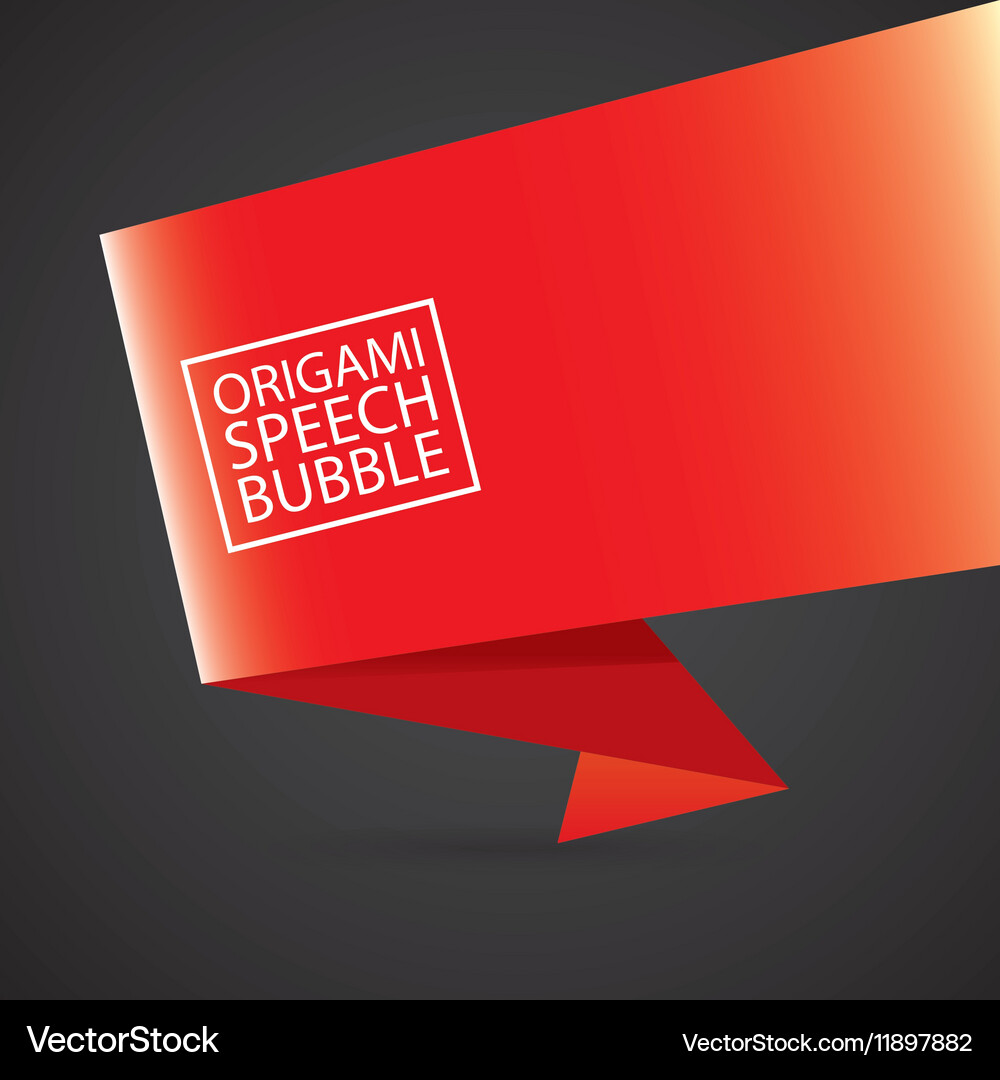 Red christmas origami speech bubble banner Vector Image